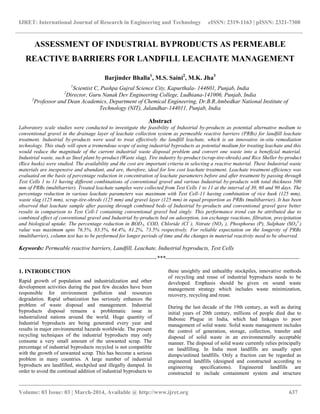 Assessment of industrial byproducts as permeable reactive barriers for landfill leachate ...