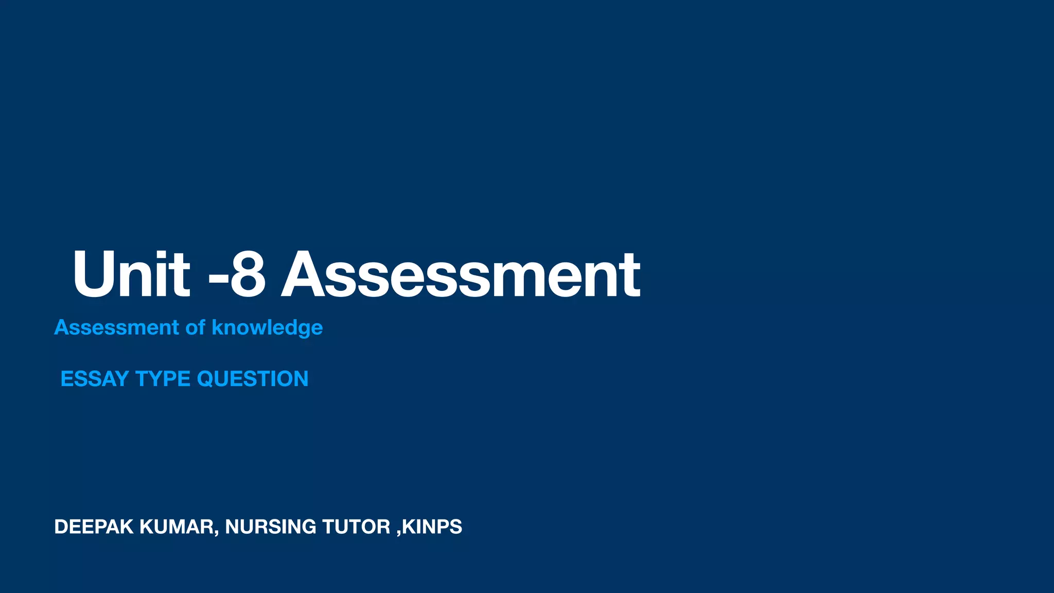 Assessment of knowledge | PPT