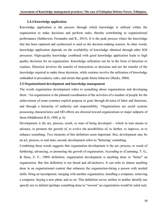 Assessment of knowledge management practices the case of ethiopian defense forces, ethiopian. | PDF