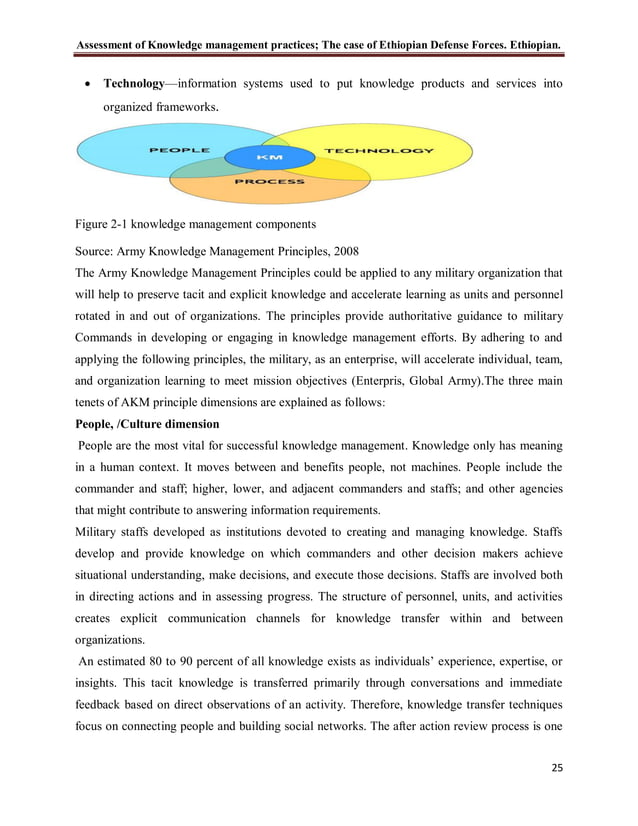 Assessment of knowledge management practices the case of ethiopian defense forces, ethiopian. | PDF