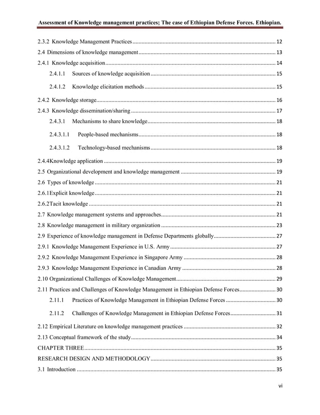 Assessment of knowledge management practices the case of ethiopian defense forces, ethiopian. | PDF