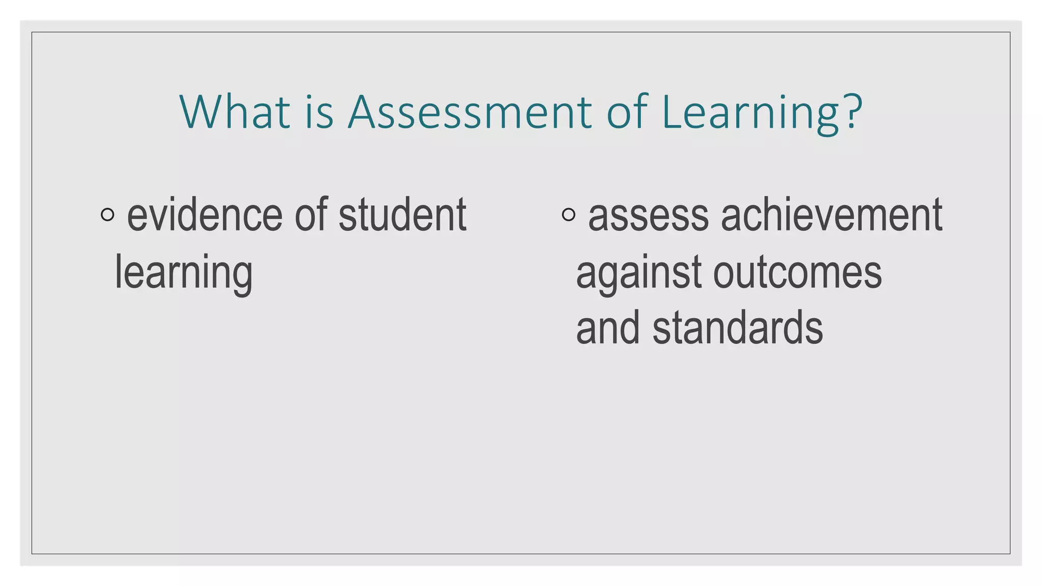 Assessment of learning.pptx | Educational Assessment | Education