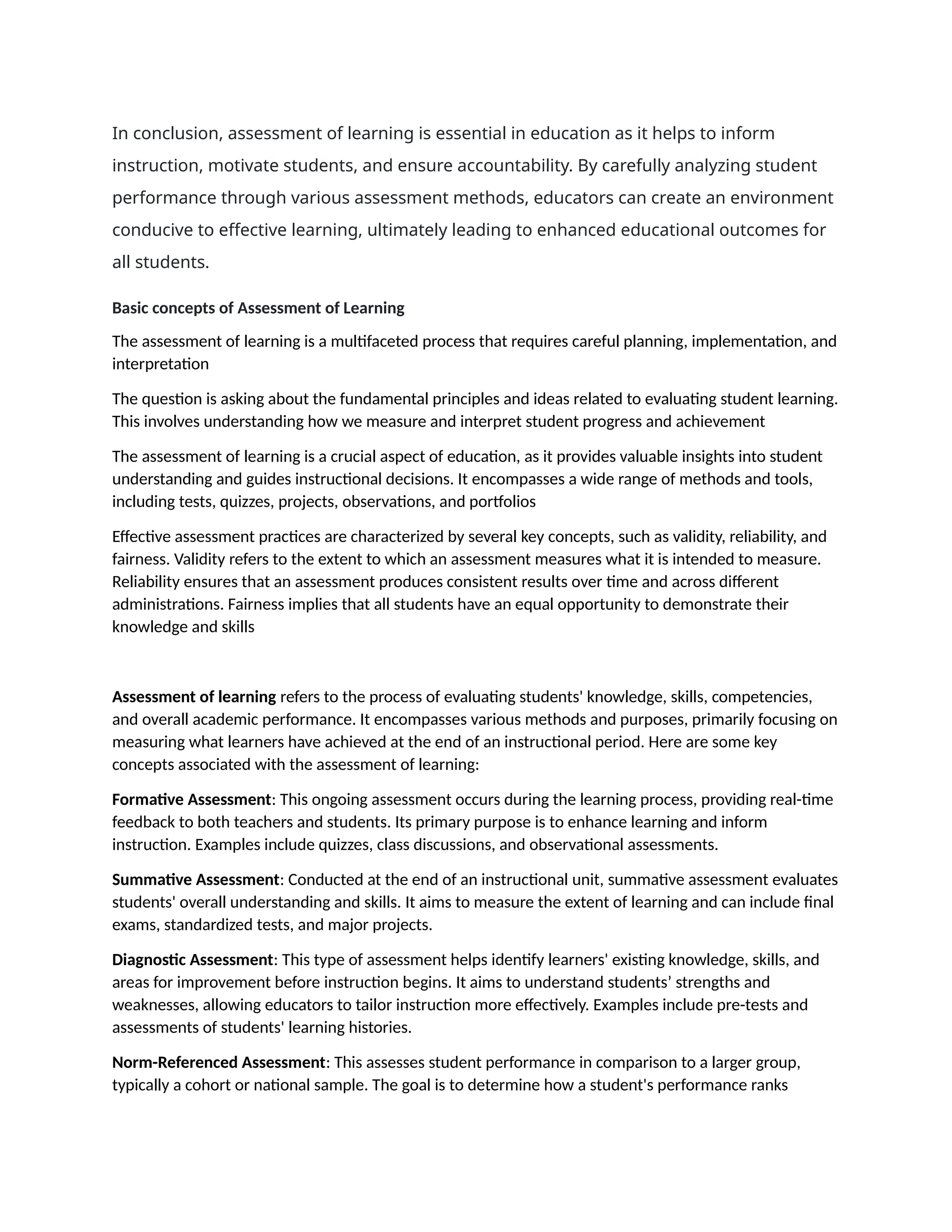 assessment of learning (Assessment of learning) | PDF