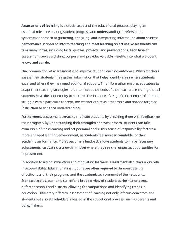 assessment of learning (Assessment of learning) | PDF