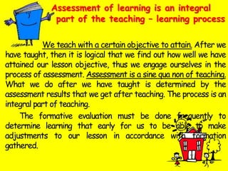 Assessment of learning by lorna reyes et.al
