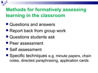 Assessment of learning in the classroom | PPT