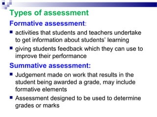 Assessment of learning in the classroom | PPT