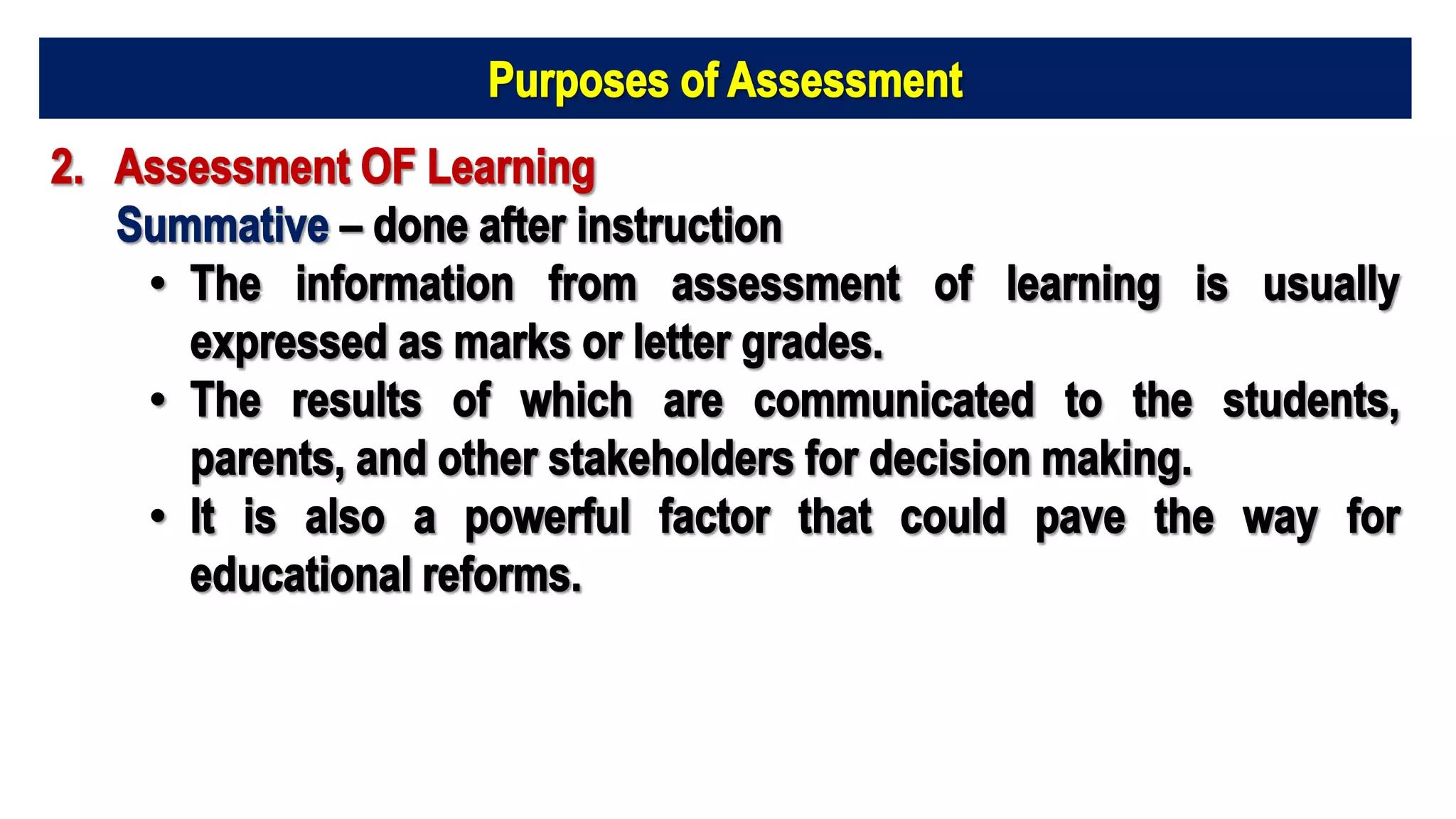 ASSESSMENT OF STUDENT LEARNING | PPTX