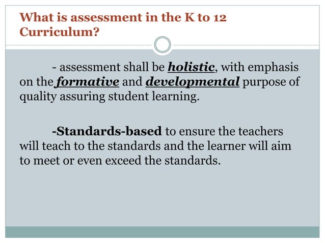 Assessment of Learning Outcomes in the k to 12 program | PPTX