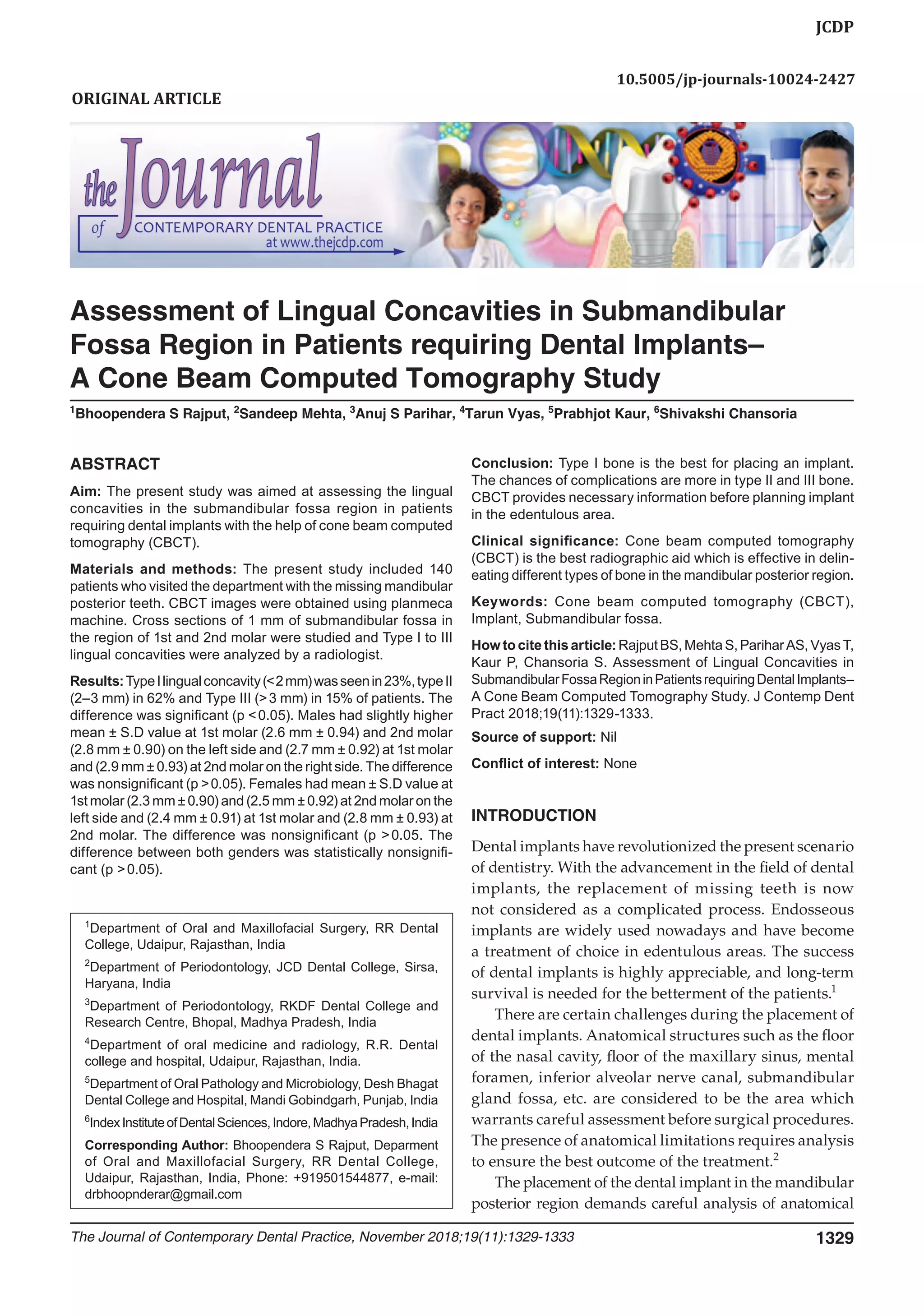 Assessment of Lingual Concavities in Submandibular Fossa Region in Patients requiring Dental ...