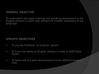ASSESSMENT OF LISTENING AND SPEAKING | PPTX