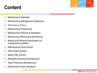 Assessment of maintenance management system | PPTX