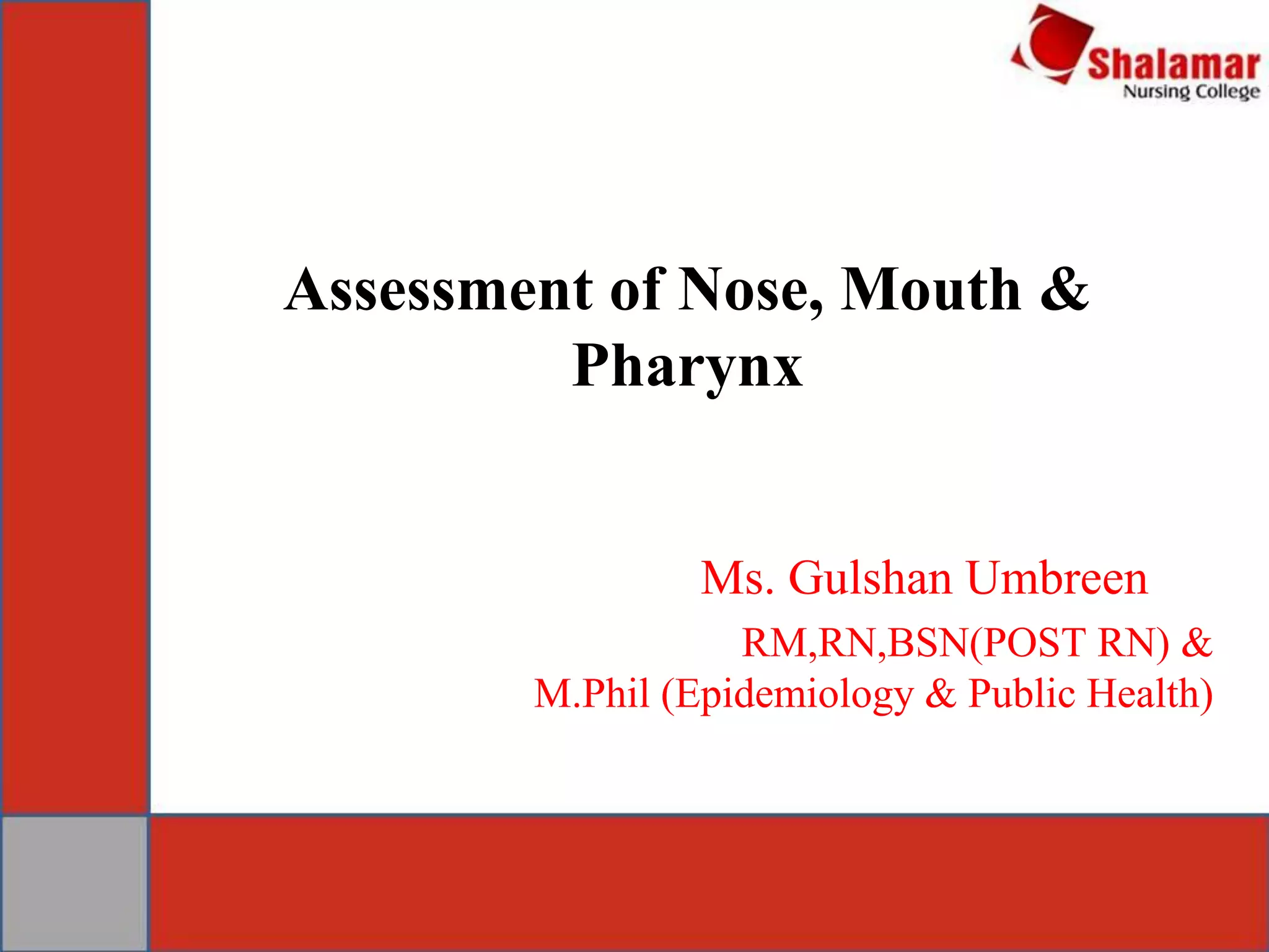 Assessment of Mouth &Pharynx | PDF