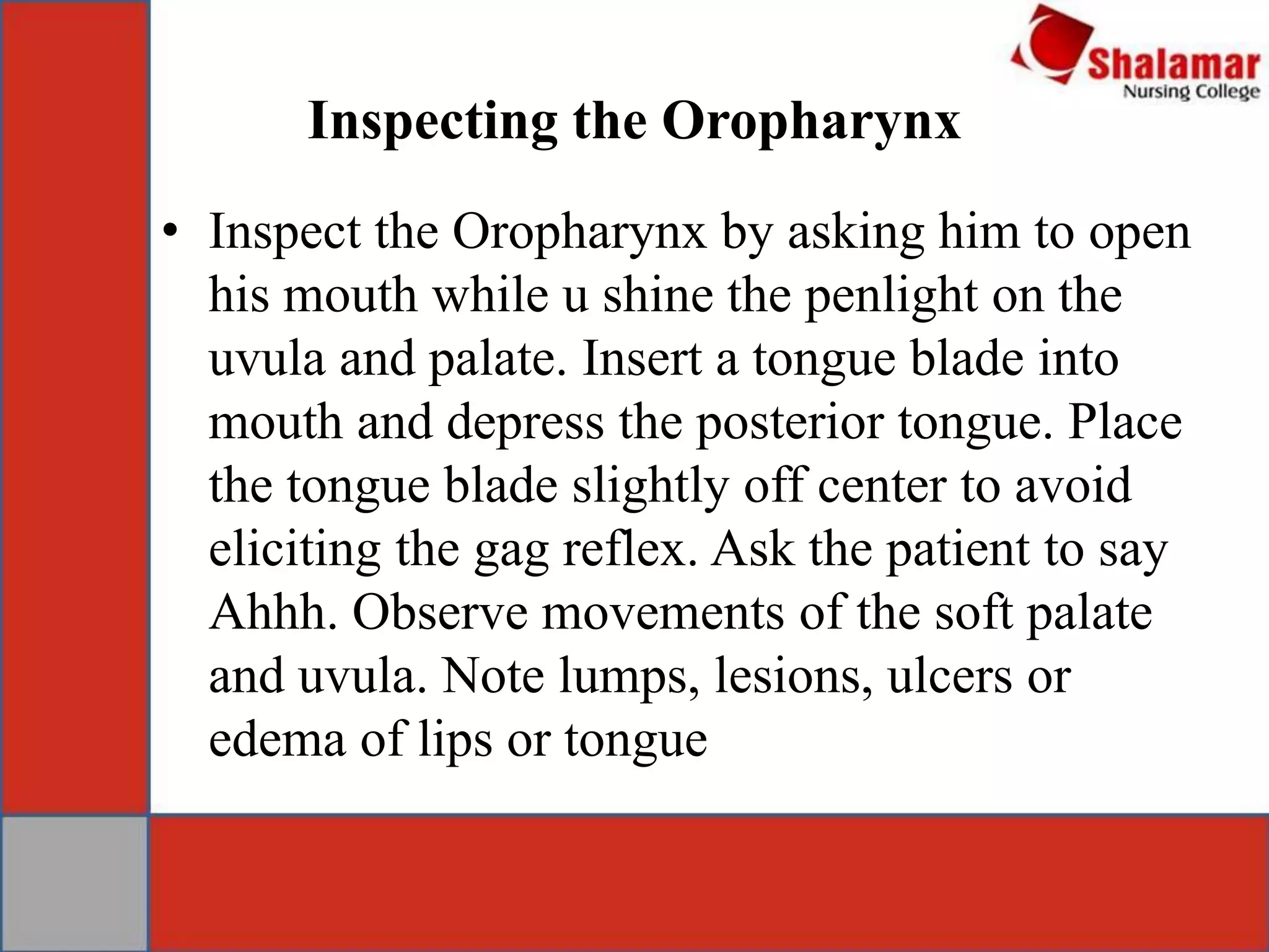 Assessment of Mouth &Pharynx | PDF