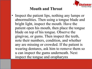 Assessment of Mouth &Pharynx | PDF