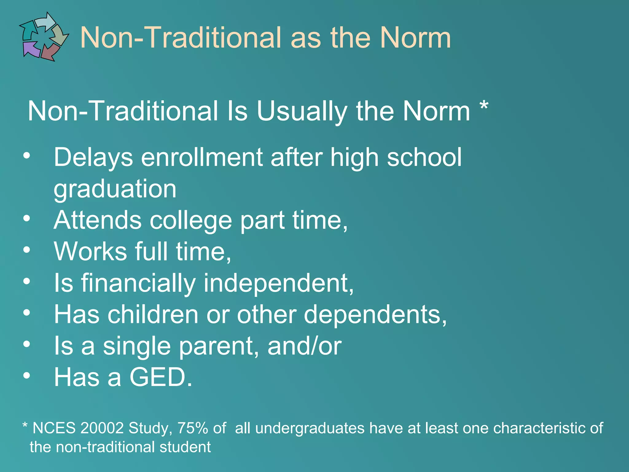 Assessment of Non-Traditional Programs and Students | PPT