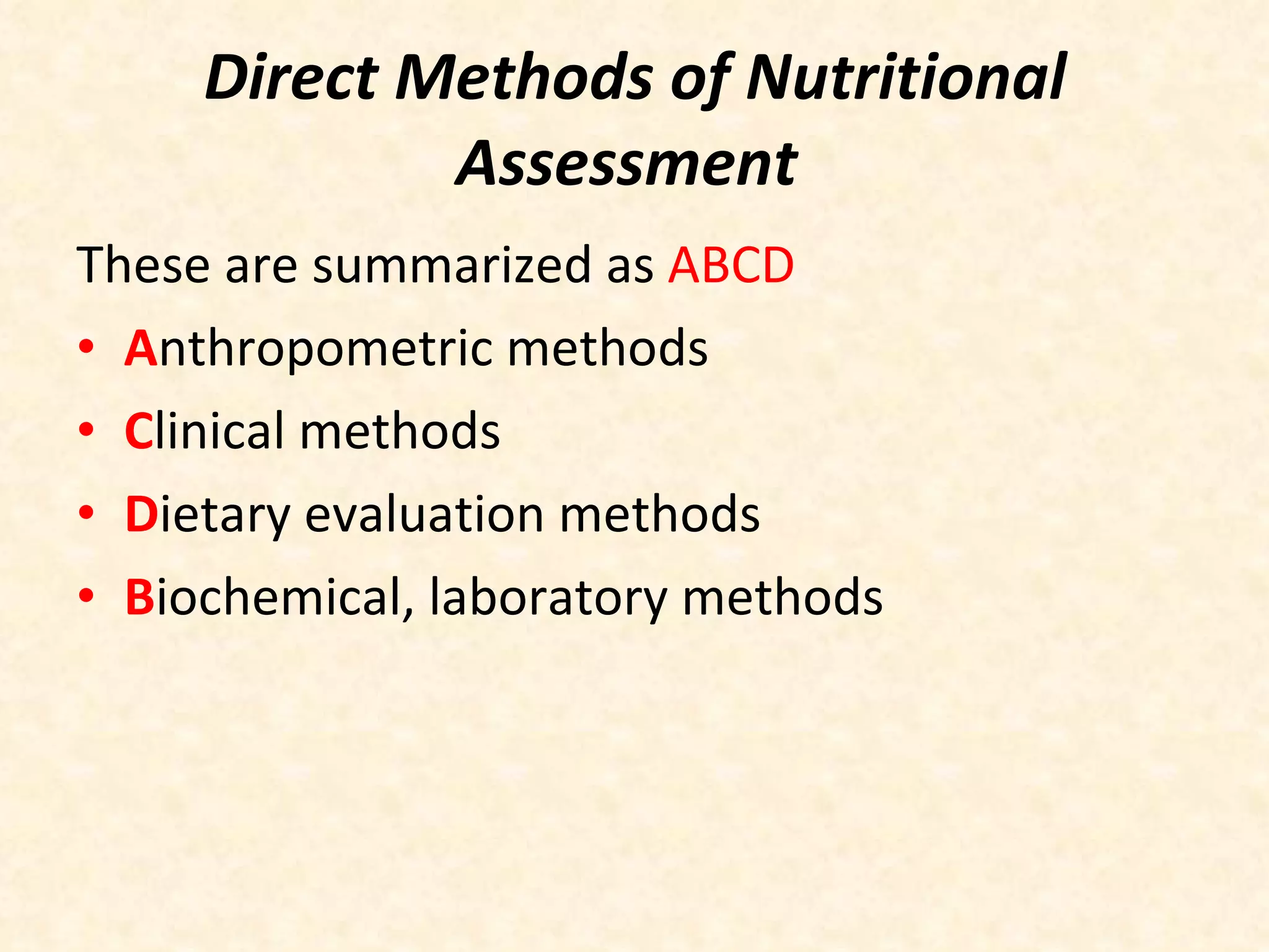 Assessment Of Nutritional Status | PPT