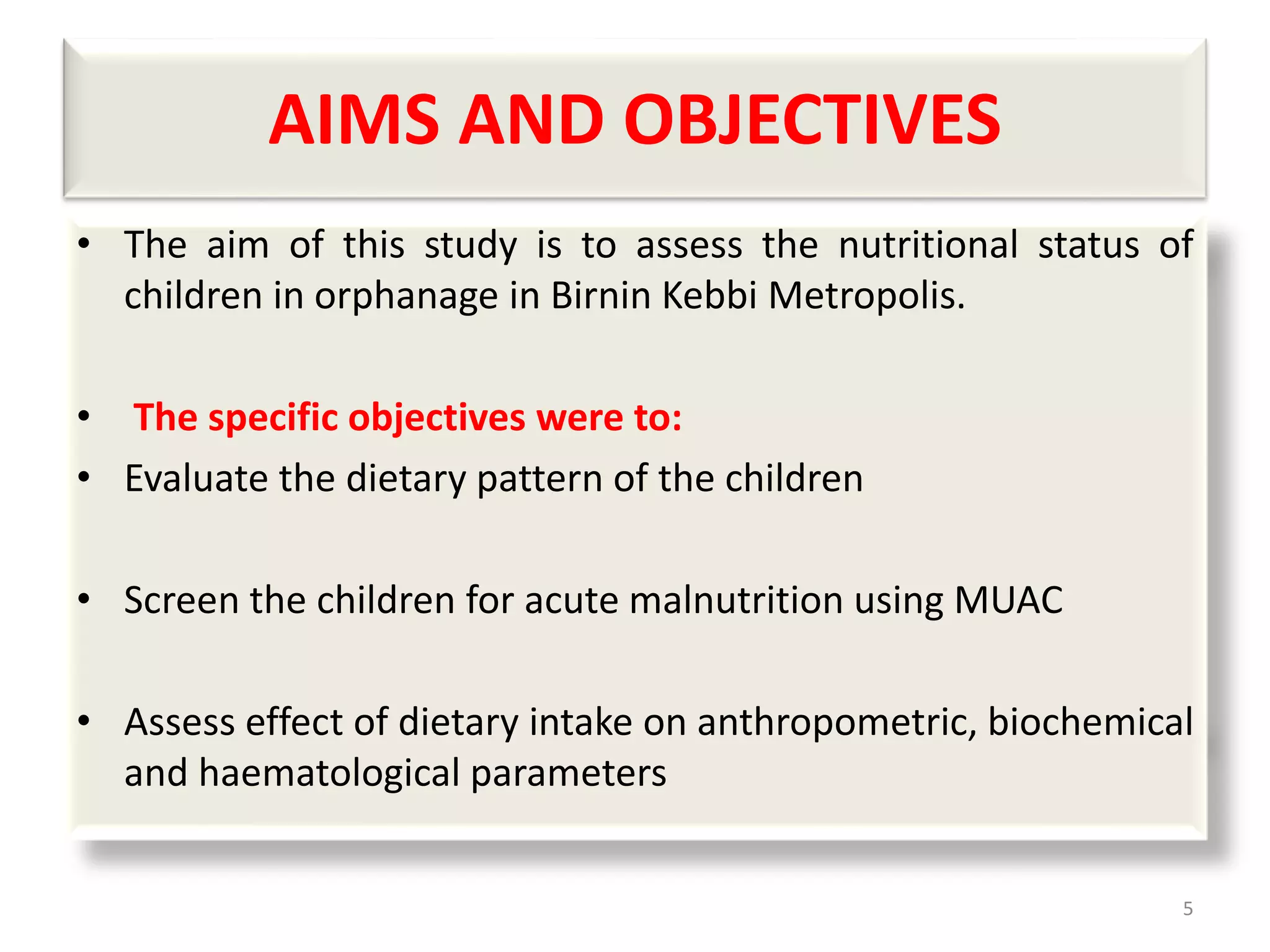 Assessment of nutritional status of children under five | PPTX