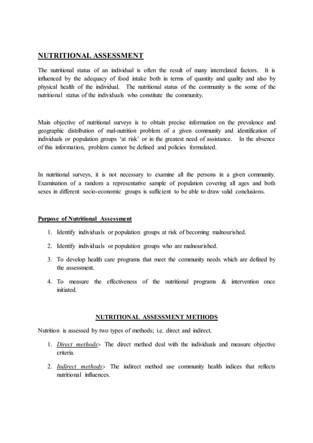Assessment of nutritional status | DOC