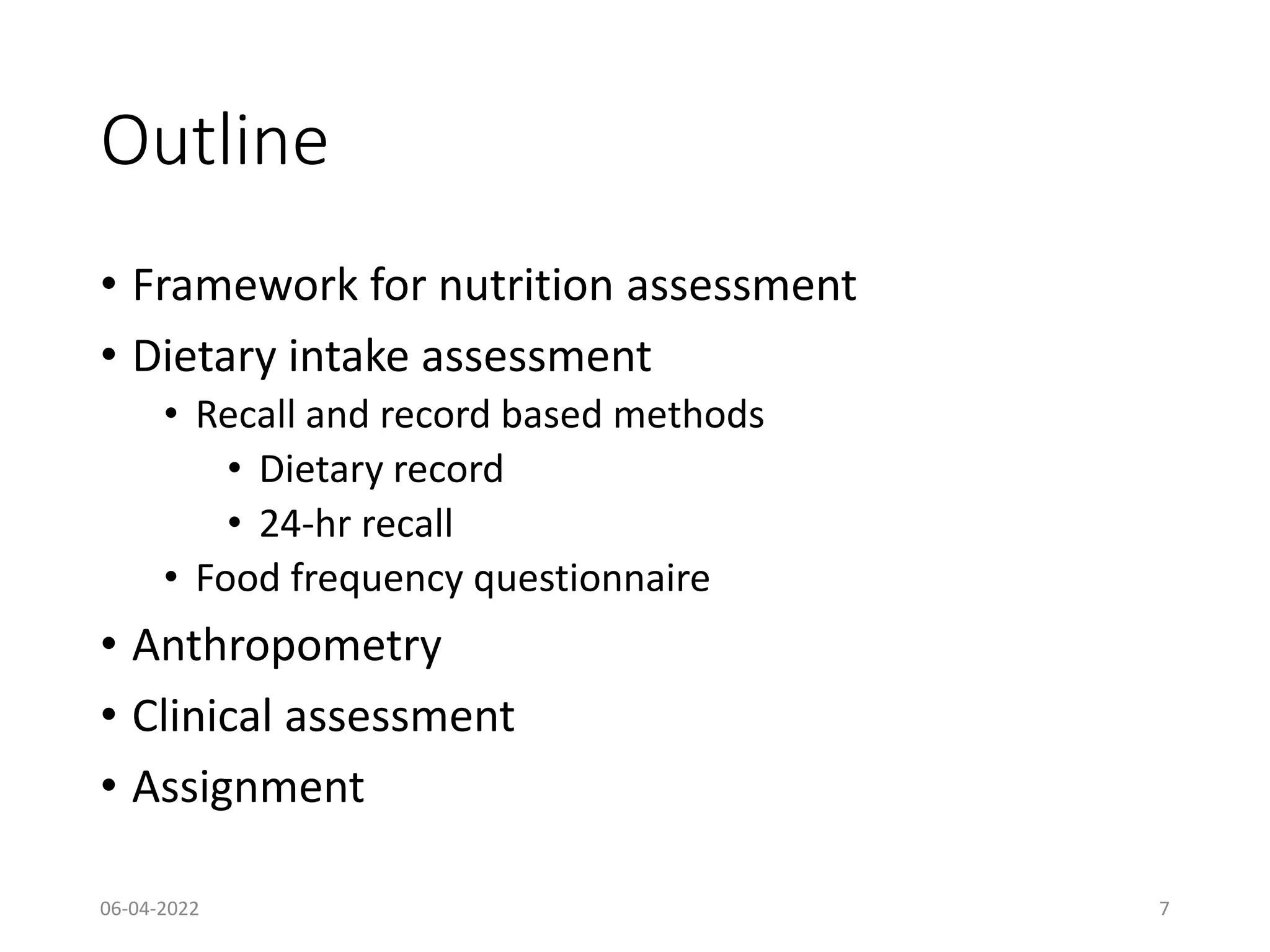 Assessment of nutritional status - methods | PPTX