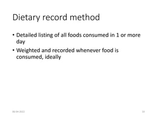 Assessment of nutritional status - methods | PPTX
