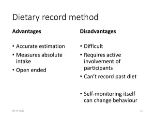 Assessment of nutritional status - methods | PPTX