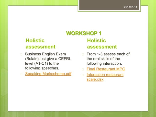 Assessment of oral skills roleplay | PPT