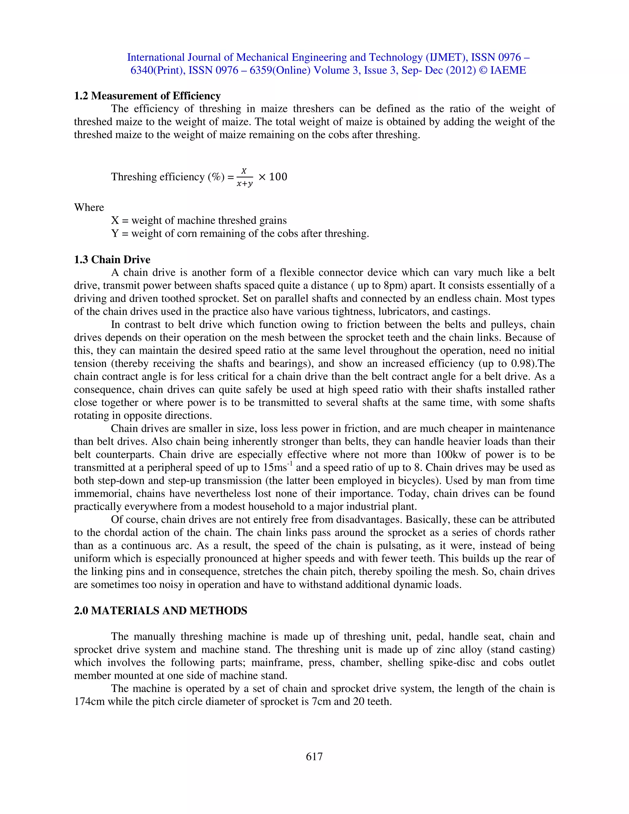 Assessment of pedal operated maize thresher for rural dwellers | PDF