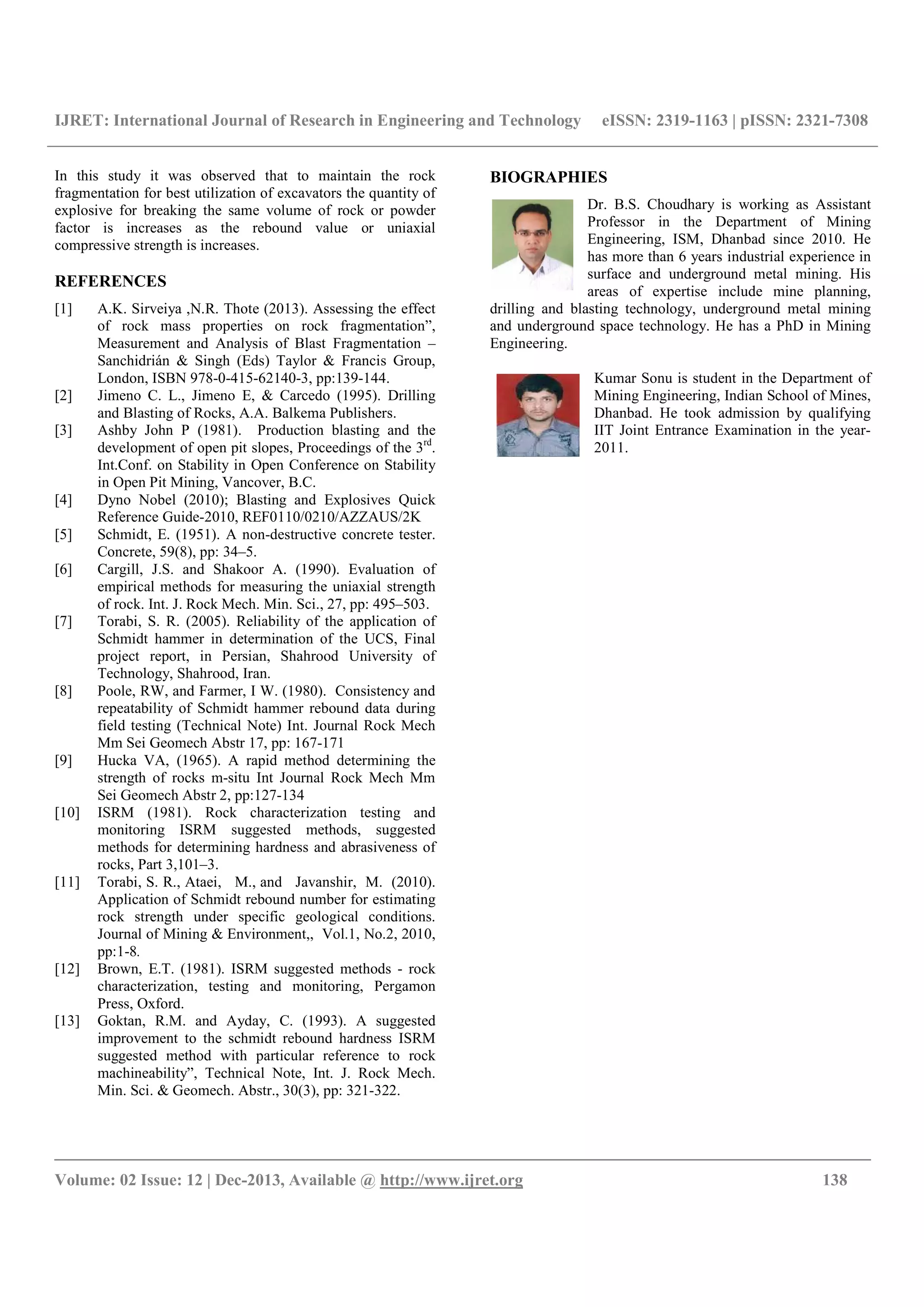Assessment of powder factor in surface bench blasting | PDF