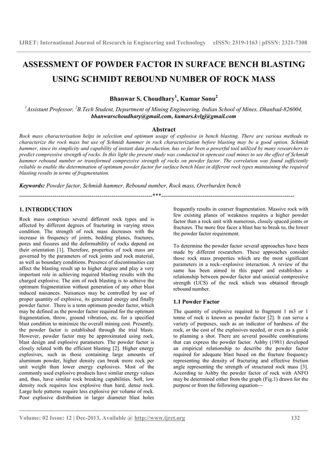 Assessment of powder factor in surface bench blasting | PDF | Geology ...