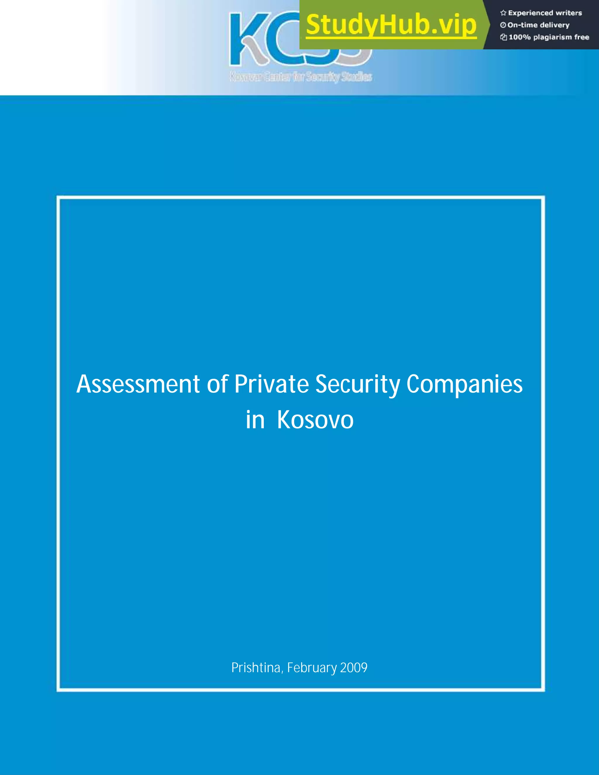 Assessment Of Private Security Companies In Kosovo | PDF