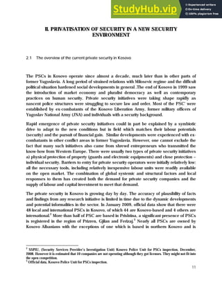 Assessment Of Private Security Companies In Kosovo | PDF