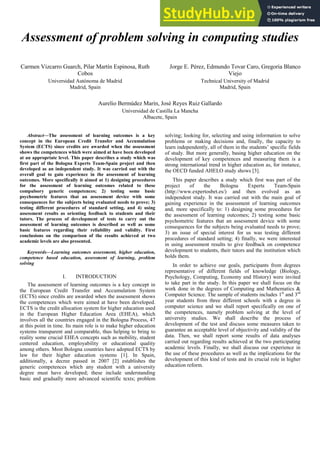 Assessment Of Problem Solving In Computing Studies | PDF