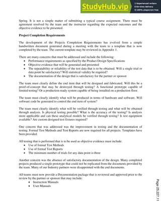 Assessment Of Project Completion For Capstone Design Projects | PDF