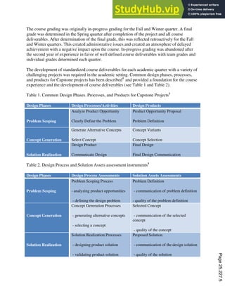 Assessment Of Project Completion For Capstone Design Projects | PDF