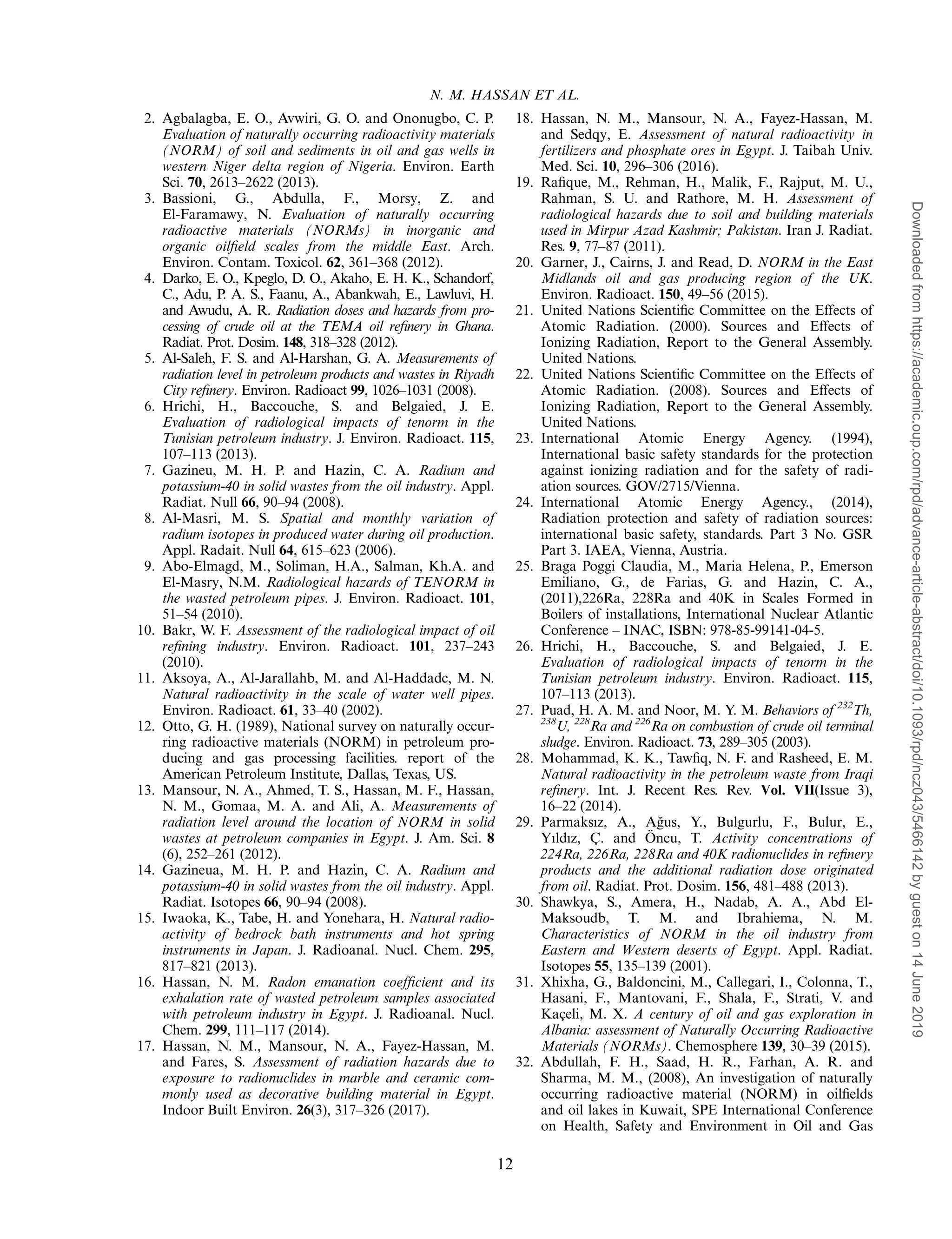 ASSESSMENT OF RADIOLOGICAL HAZARDS OF USING PETROLEUM RAW MATERIALS AND ...