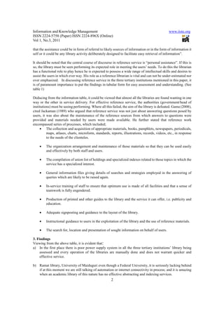 Assessment of reference service provision of three academic libraries ...