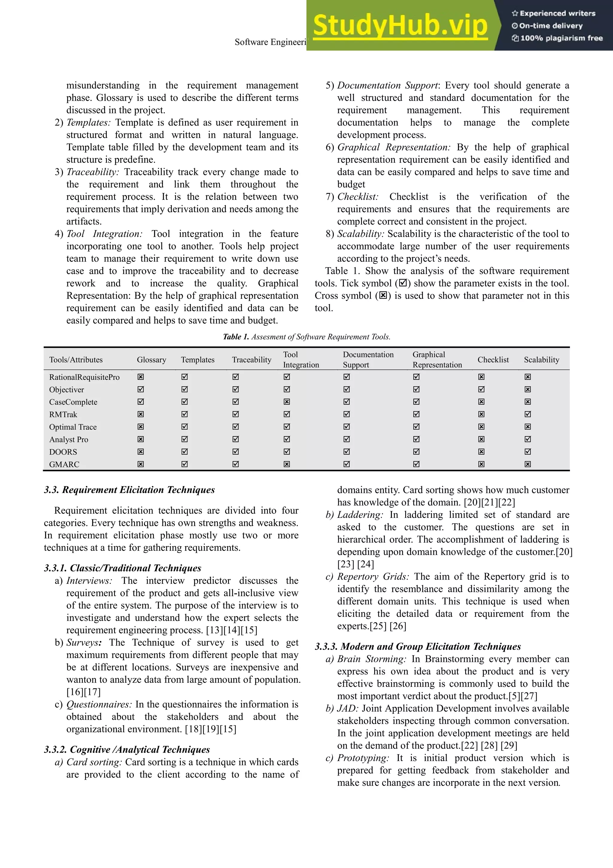 Assessment Of Requirement Elicitation Tools And Techniques By Various Parameters | PDF