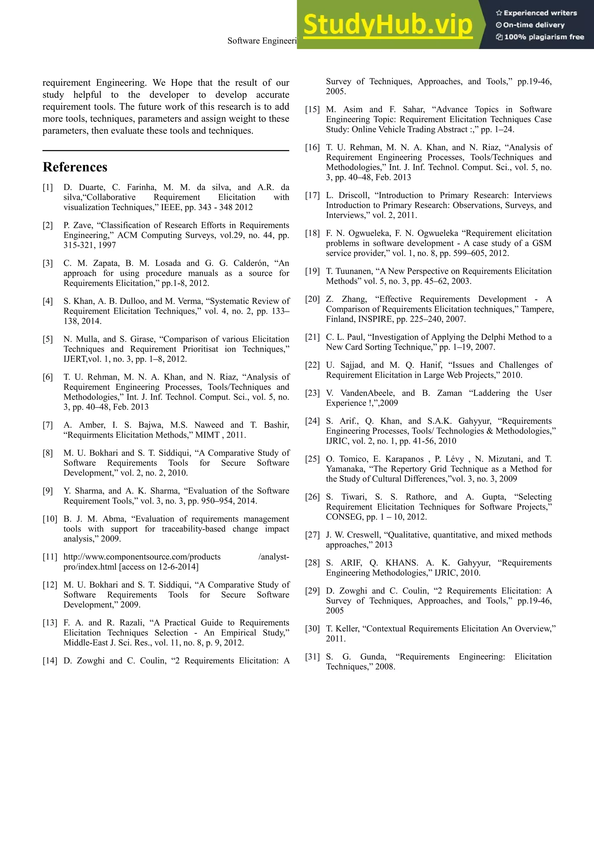 Assessment Of Requirement Elicitation Tools And Techniques By Various ...