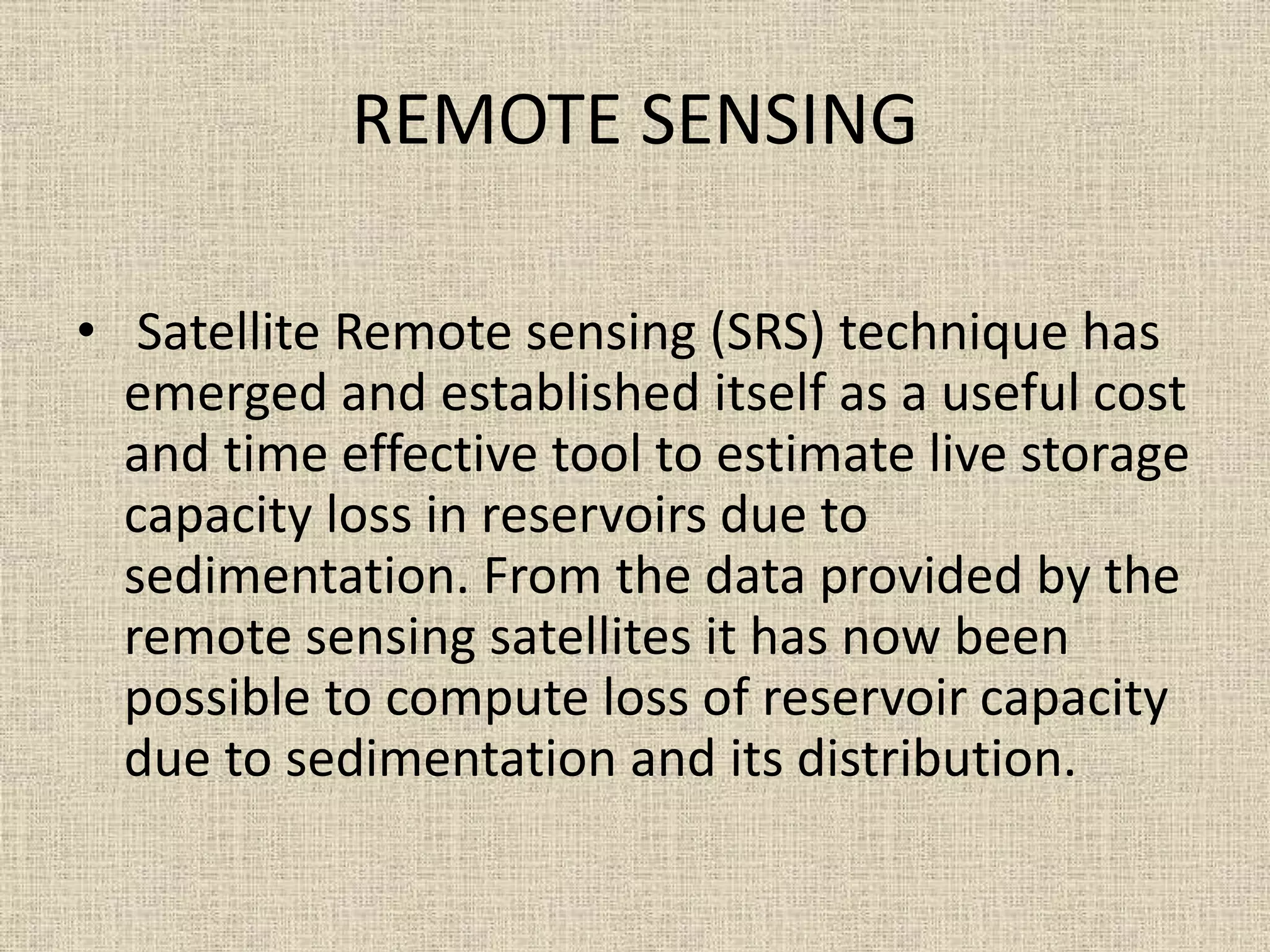 Assessment of reservoir sedimentation by remote sensing | PPTX