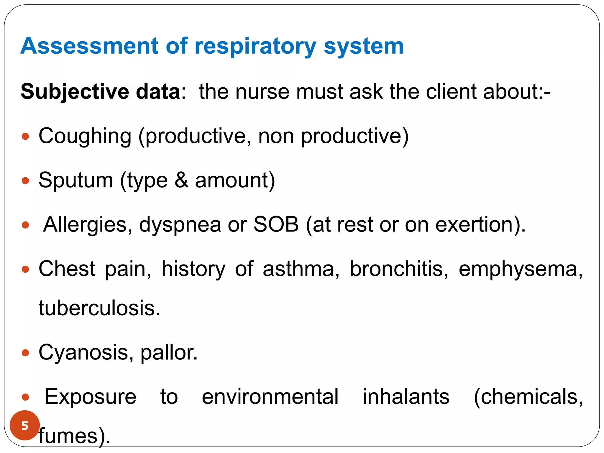 Assessment of respiratory system 2 | PPTX