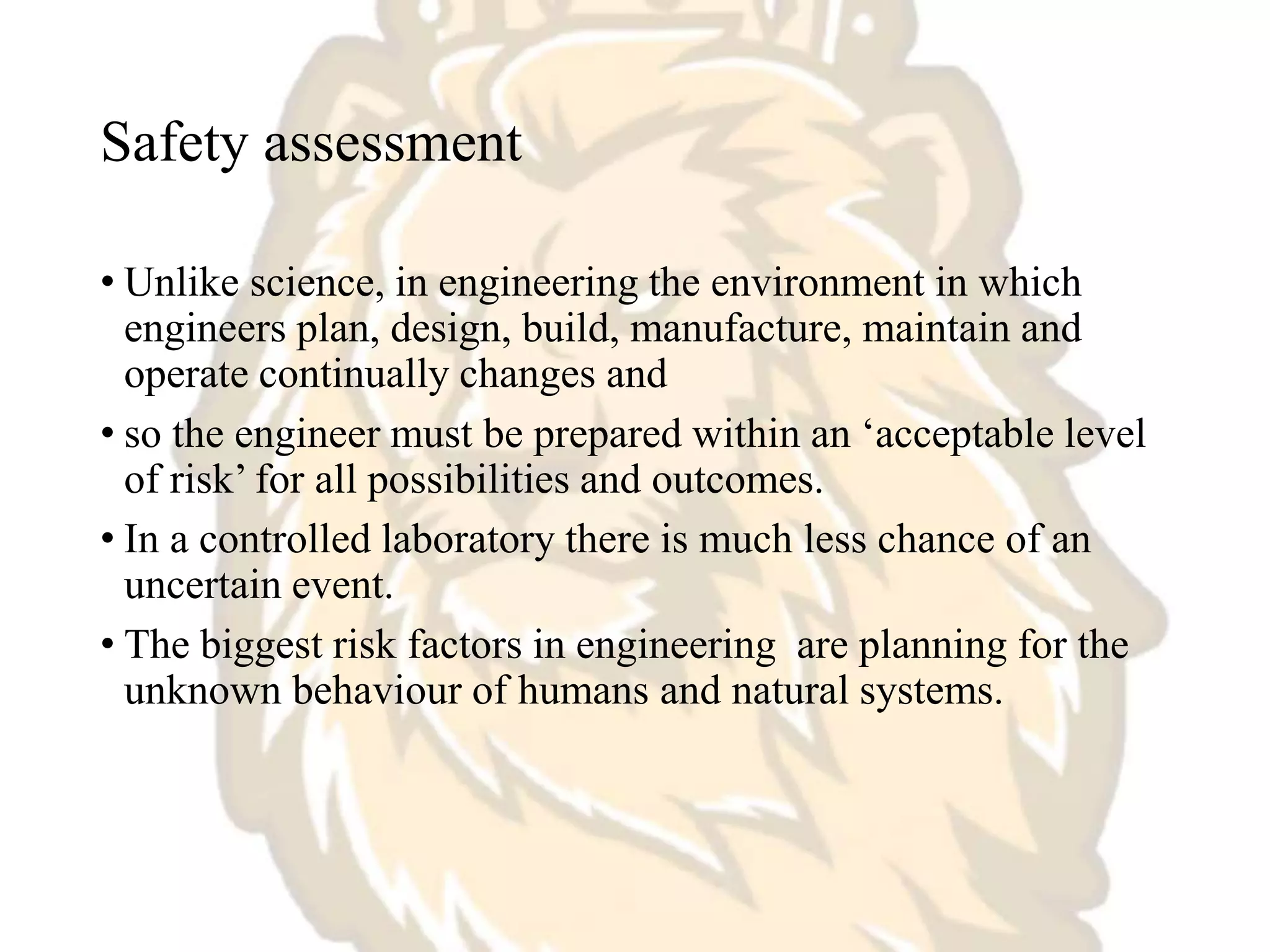 Assessment of safety and risk | PPT | Business | Business and Finance