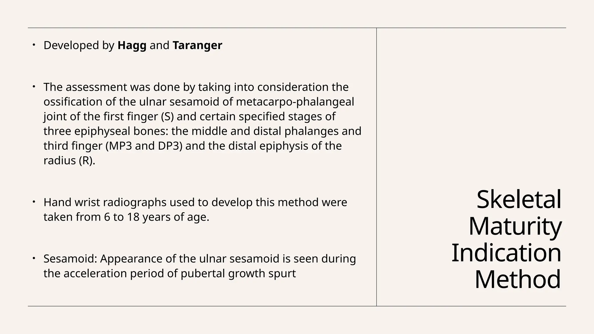 Assessment of skeletal age in Orthodontics | PPTX