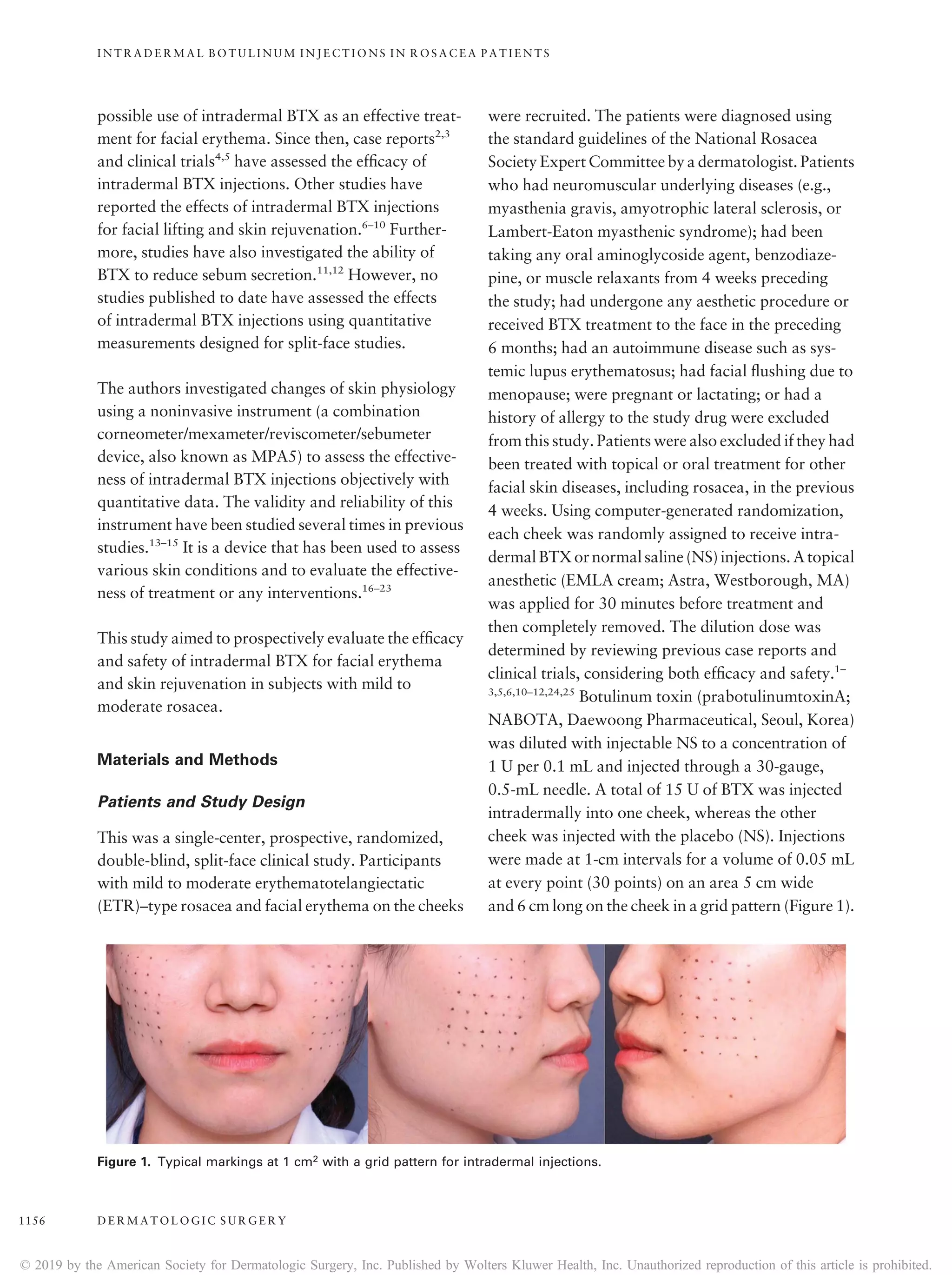 Assessment of skin physiology change and safety after intradermal ...