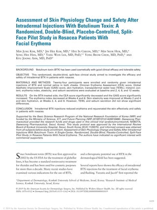 Assessment of skin physiology change and safety after intradermal ...
