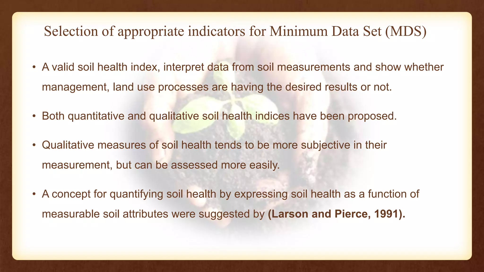 Assessment of soil quality for soil health | PPTX