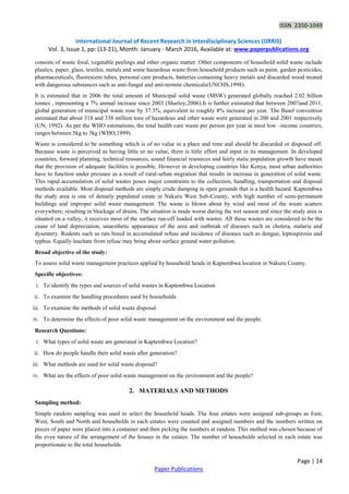 Assessment of Solid Waste Management among Households in Kaptembwa ...