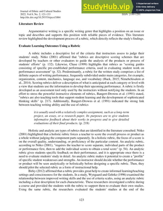 Assessment Of Students Argumentative Writing A Rubric Development | PDF