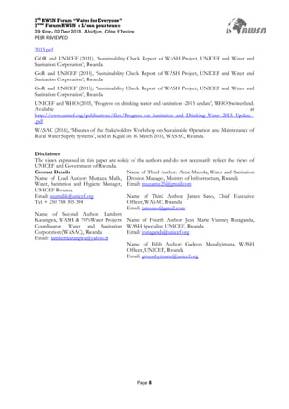 Assessment of sustainability of water, sanitation and hygiene ...