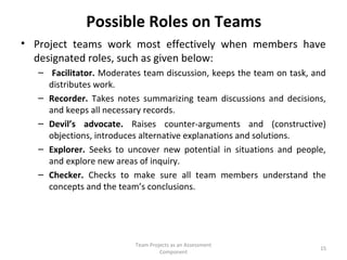 Assessment of team projects in mba courses | PPT